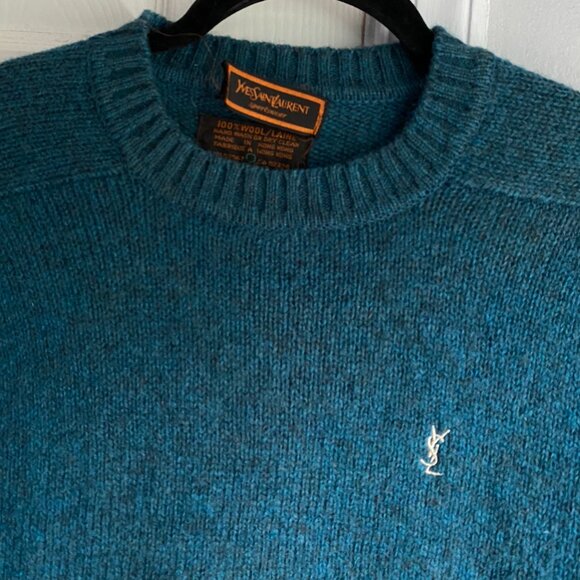 Yves Saint Laurent | Sweaters | Yves Saint Laurent Teal Wool Sweater ...